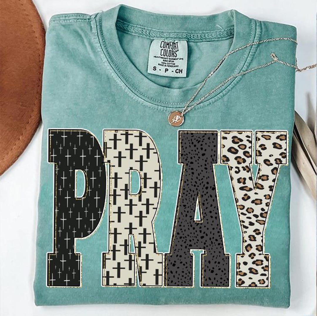 PRAY Leopard Bible Png, Grace Joy Pray Believe Neon Design, Checkered ...