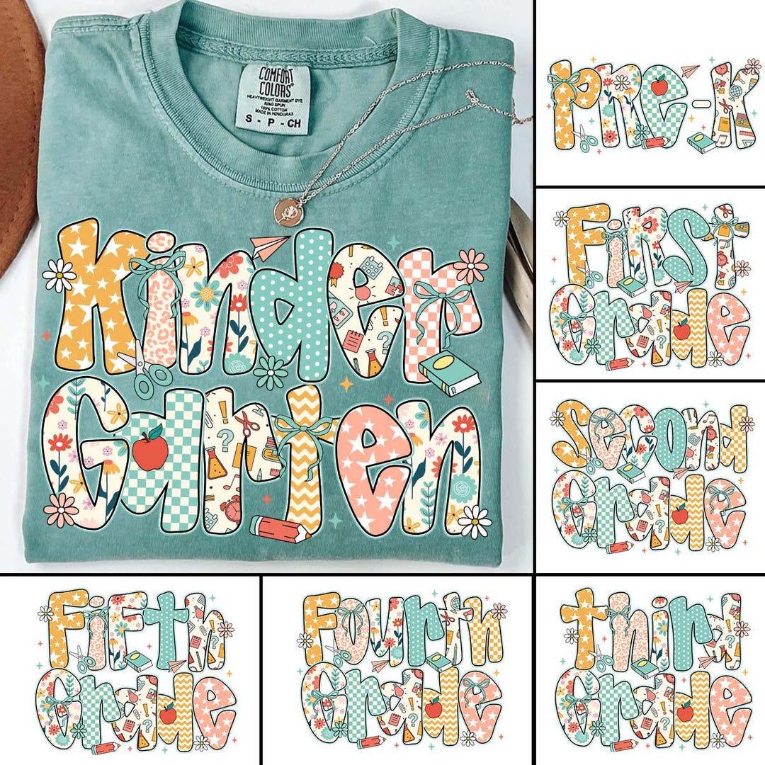 Preppy Floral Back to School PNG Bundle, Teacher Coquette First Day of ...