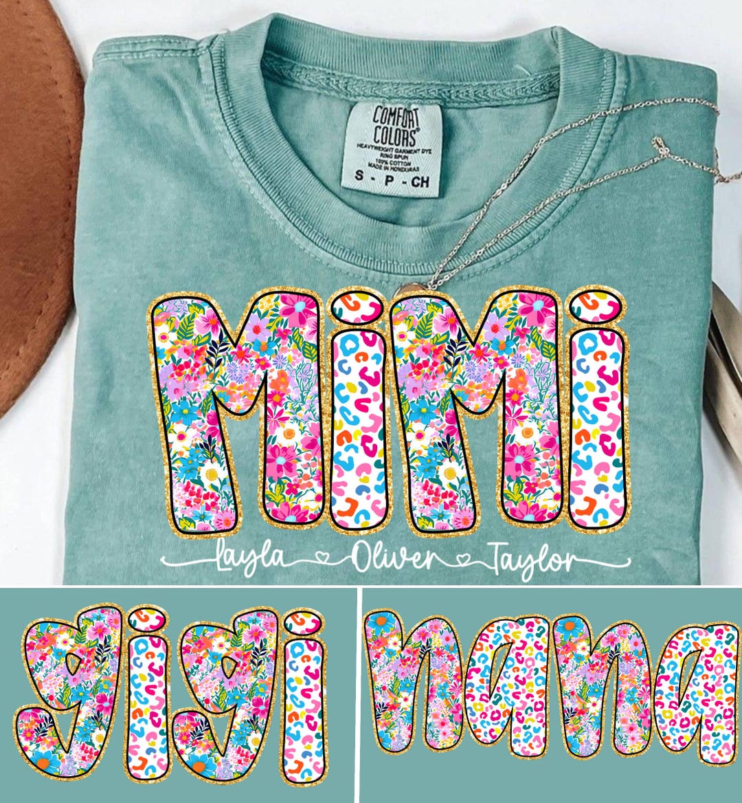 Glitter Mimi Nana Gigi Floral Leopard Bundle Png, Mothers Day Png ...