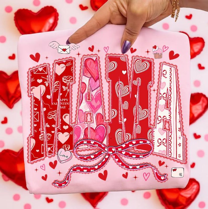 Preppy Valentine's Day Mama PNG, Coquette Valentine PNG, Lace Valentine ...