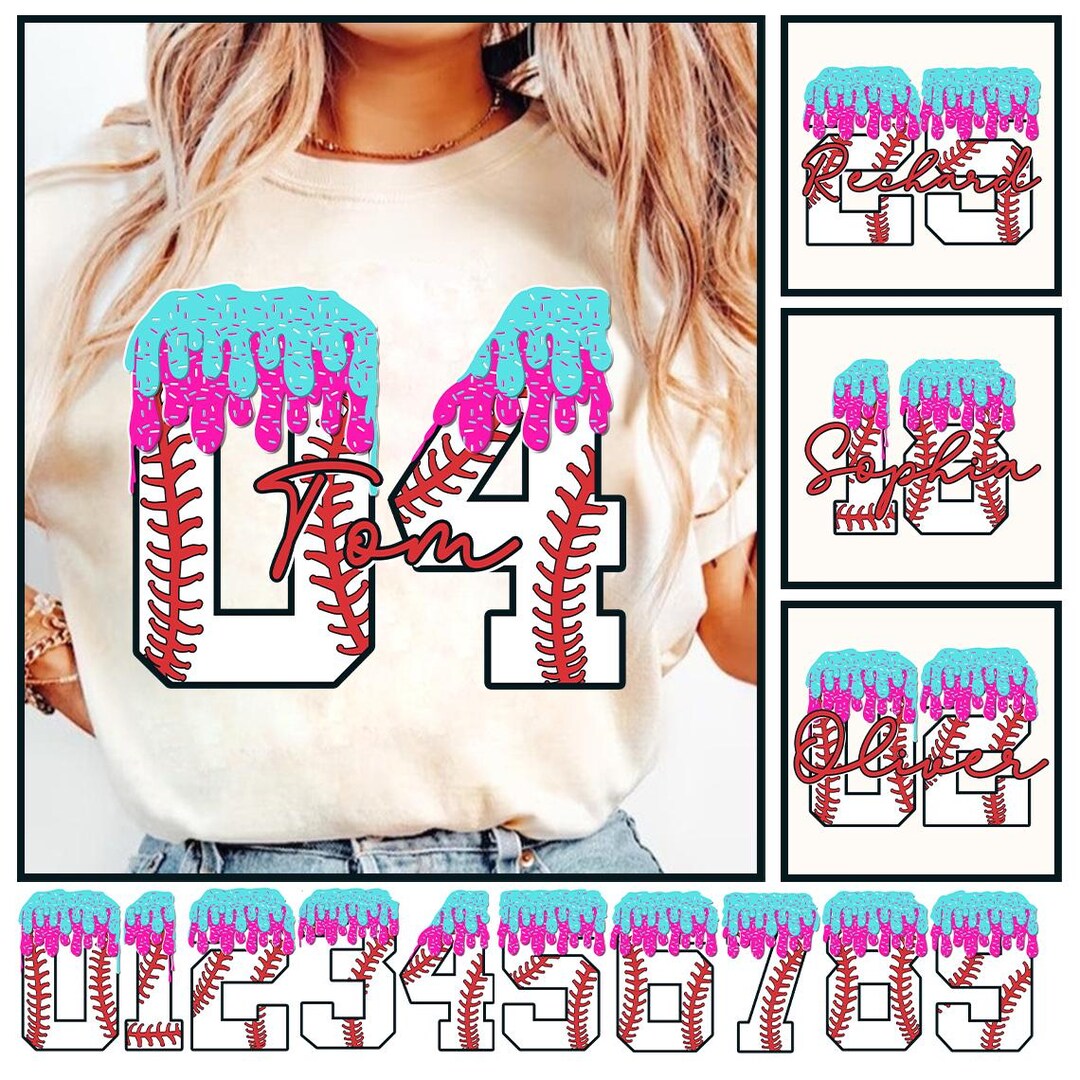 Custom Baseball Number Drip Bundle Png, Baseball Mama Drip Png ...
