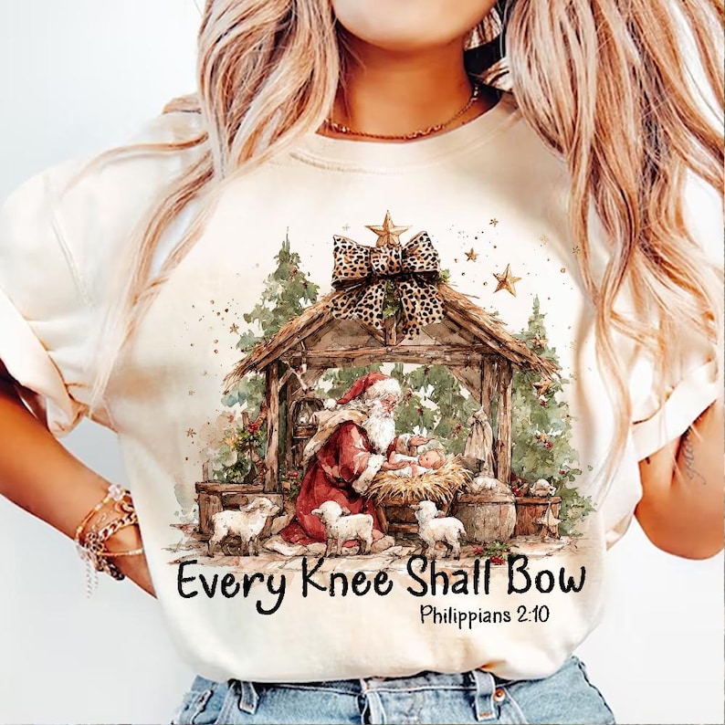 Every Knee Shall Bow PNG Leopard Preppy, Nativity Scene Png, Preppy ...