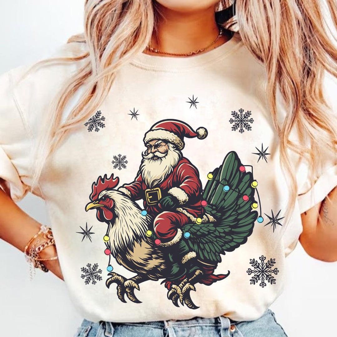 Christmas Santa Chicken Western Png, Cowboy PNG Sublimation, Christmas ...