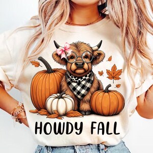 Highland Cow Howdy Fall Png, Cute Highland Cow PNG, Fall Png Clipart ...