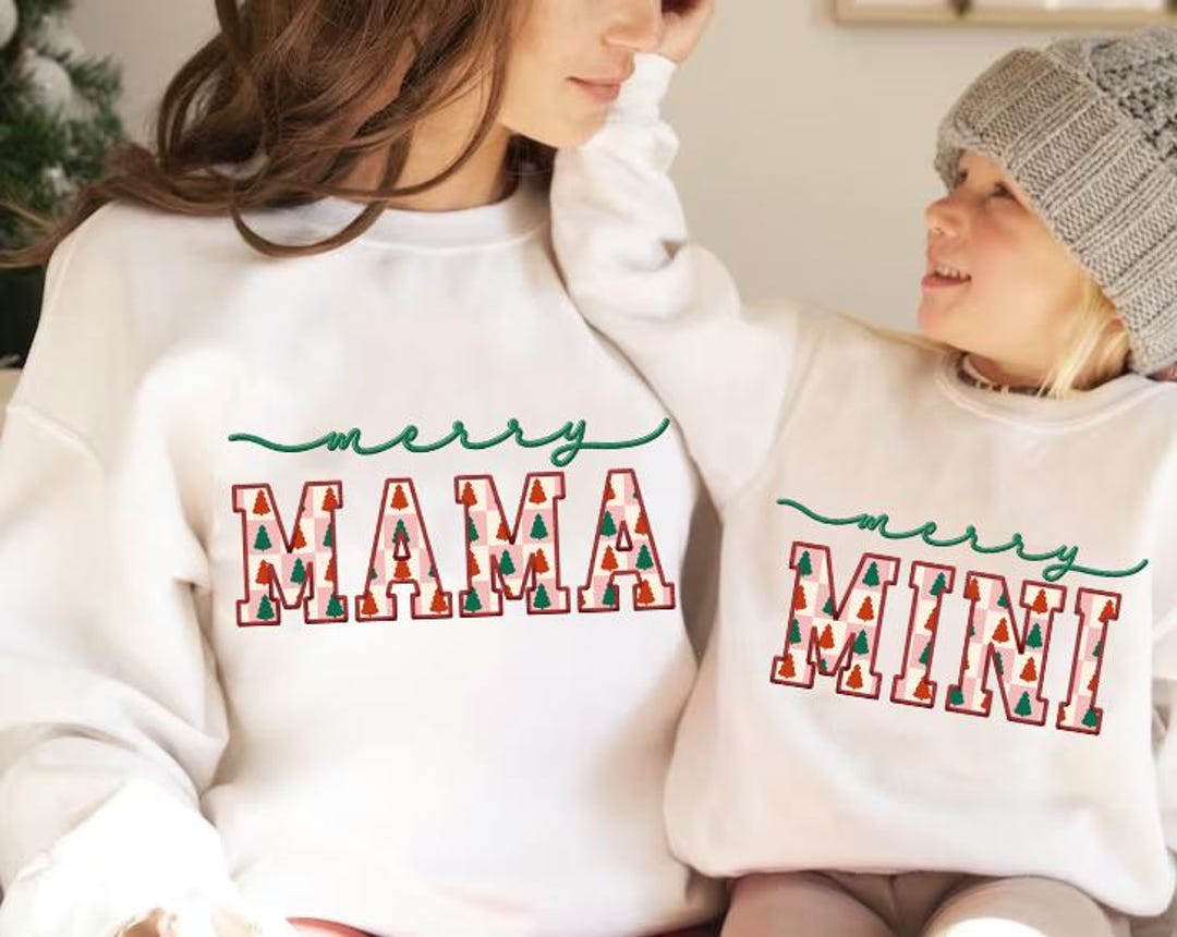 Embroidered Merry Mama Merry Mini PNG, Retro Christmas Mama PNG, Trendy ...