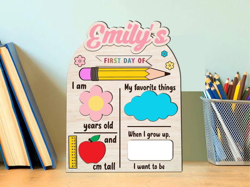 Personalized Back to School Sign, First Day of School Sign, Reusable ...