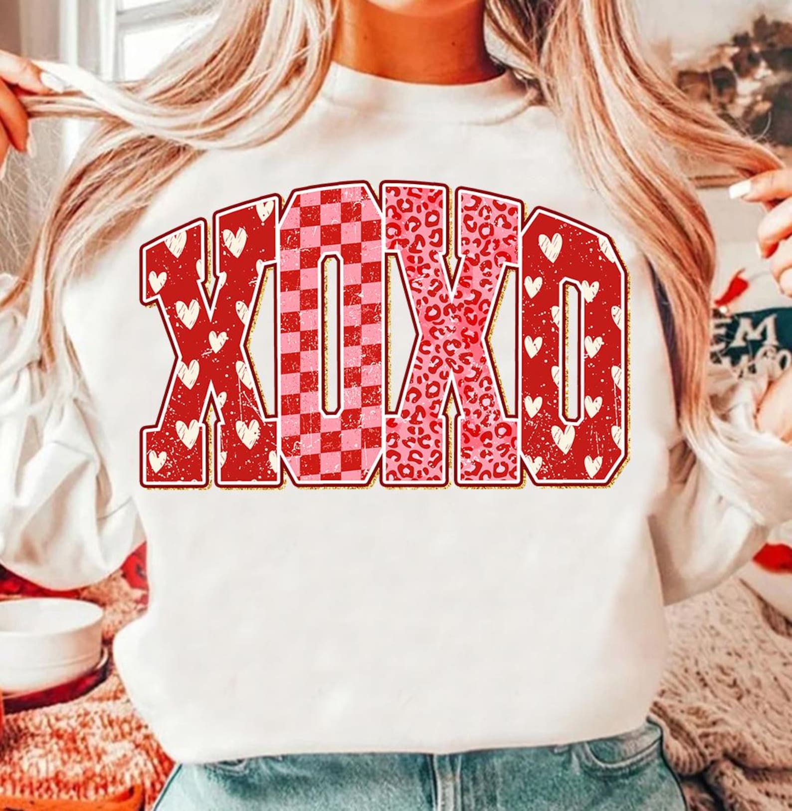 Preppy XOXO Valentine Glitter Png, Mama Valentine Png, Leopard ...