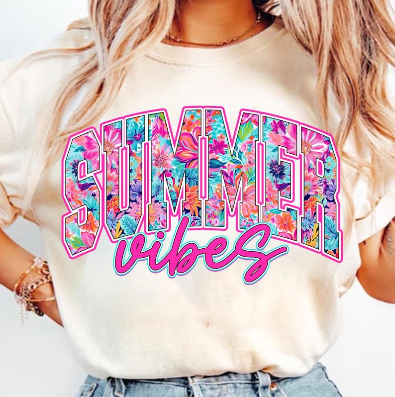 Preppy Summer Vibes Png, Retro Floral Summer Png, Summer Brushstroke ...