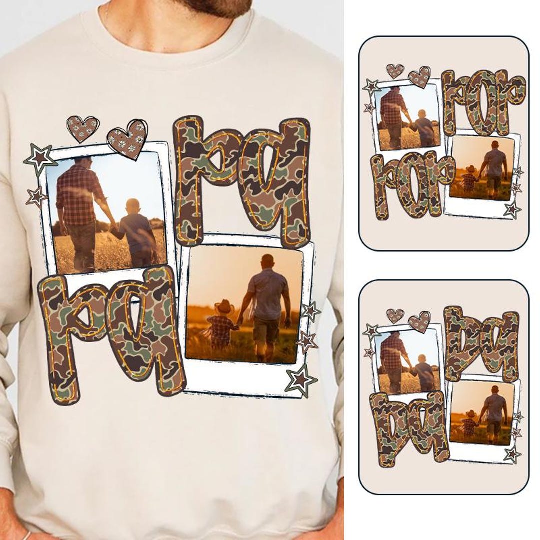 Preppy Camo Dada Photo With Kids PNG, Father's Day Png, Camo Hunting ...