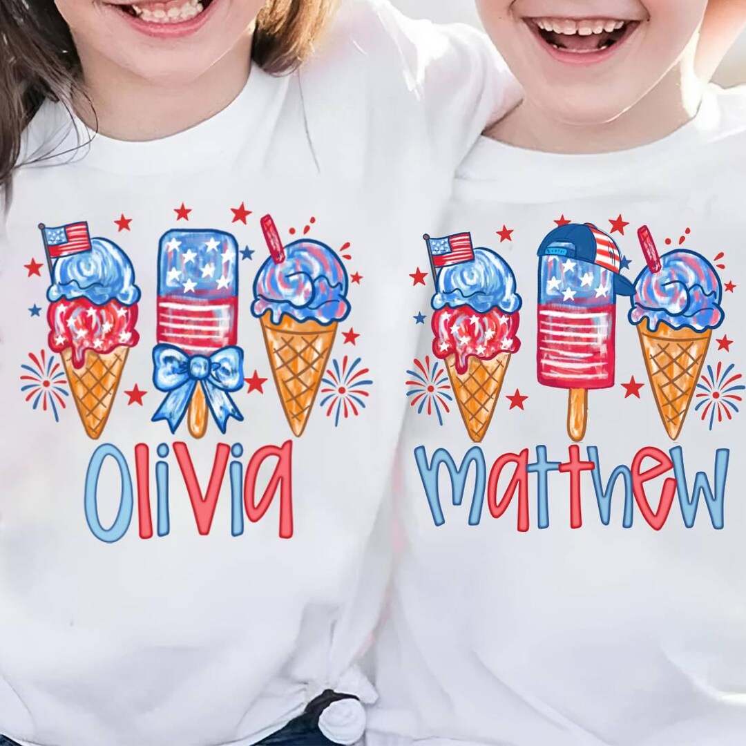 Personalized Boy Girl 4th of July Kids Png, Boy Girl America Png ...