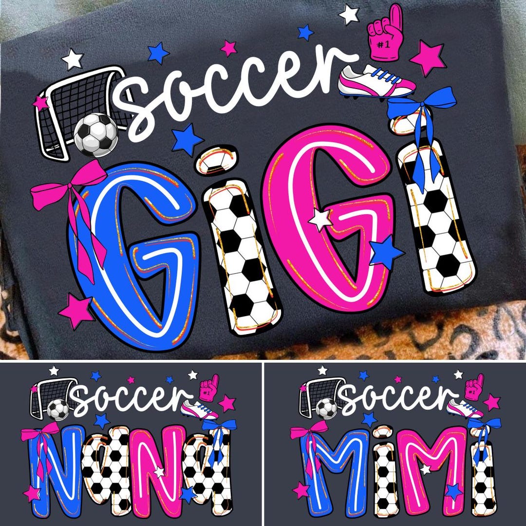 Preppy Soccer Mimi Gigi Nana Bow Glitter Png Bundle, Soccer Game Day ...