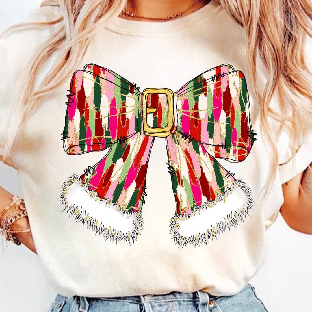 Colorful Gold Glitter Christmas Santa Bow Png, Girly Christmas , Faux ...