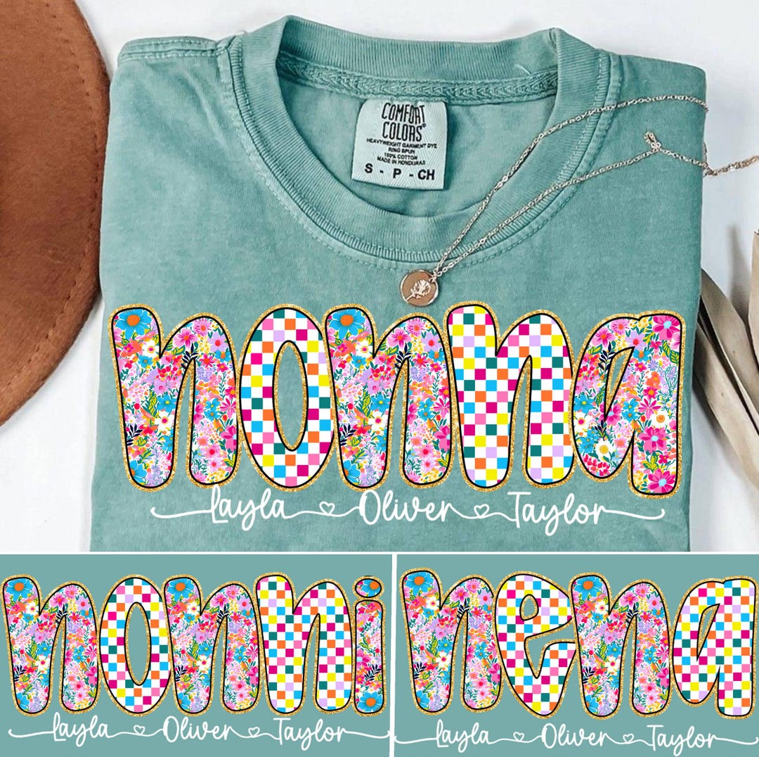 Glitter Nonna Nonni Nena Floral Bundle Png, Mothers Day Png, Preppy ...