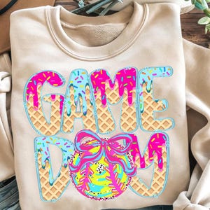 Softball Game Day Drip Png, Preppy Softball Ice Cream Drip Png, Mama ...