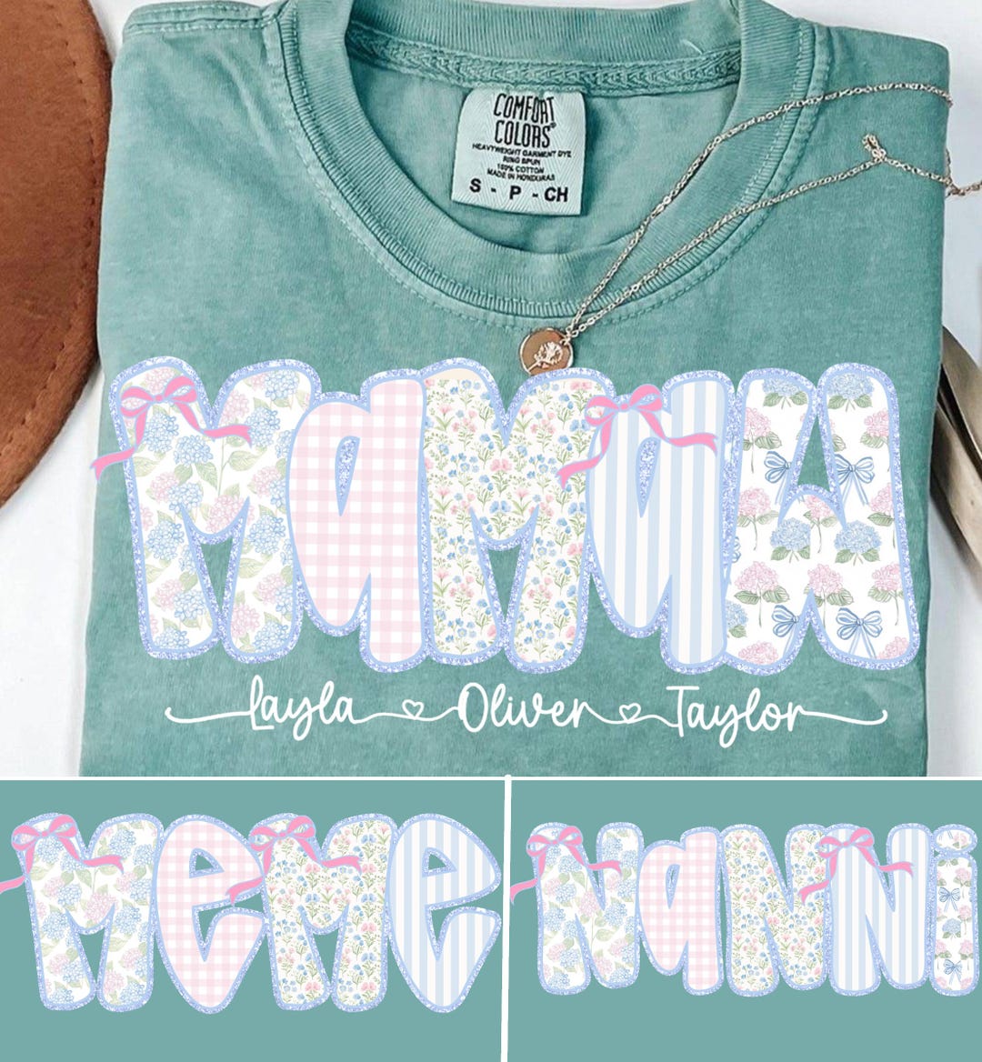 Preppy Floral Mamaw Meme Nanni Bundle Png, Grandmillennial Floral Png ...