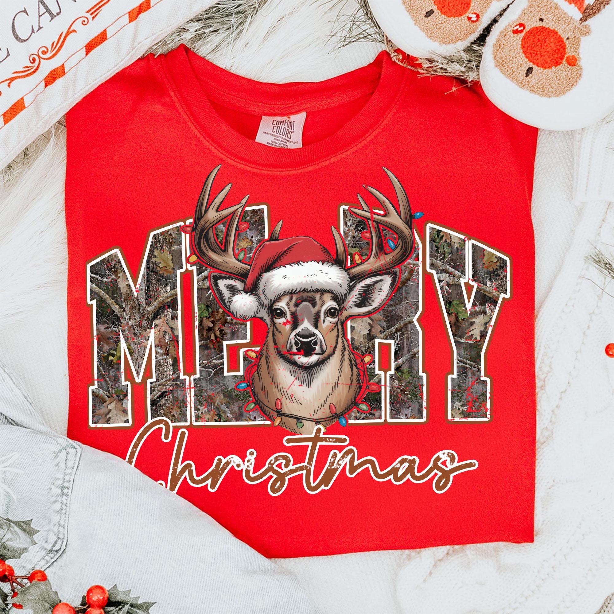 Christmas Deer Hunting Camo PNG, Merry Christmas Deer Head Sublimation ...