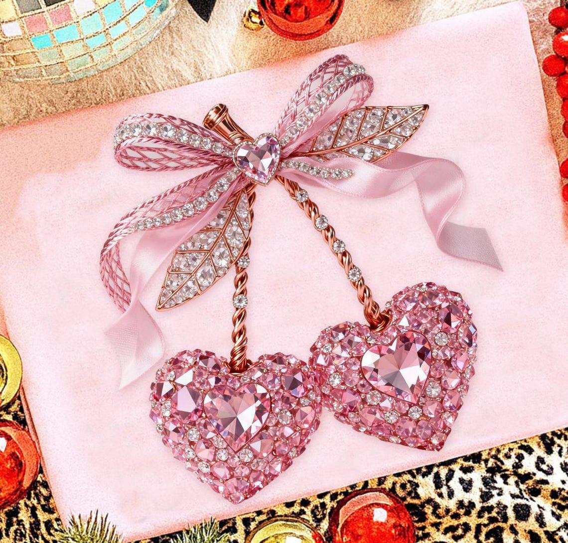 Valentine Cherry Rhinestone PNG, Cherry Glitter Valentine Design, Vday ...