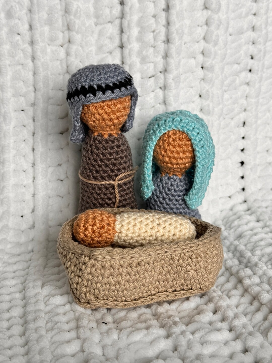 Crocheted Nativity Scene: Handmade Organic Cotton Christmas Decoration ...
