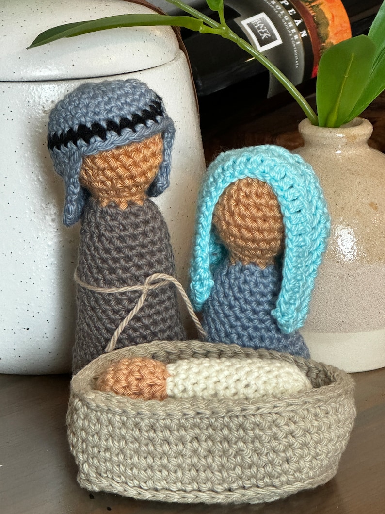 Crocheted Nativity Scene: Handmade Organic Cotton Christmas Decoration ...