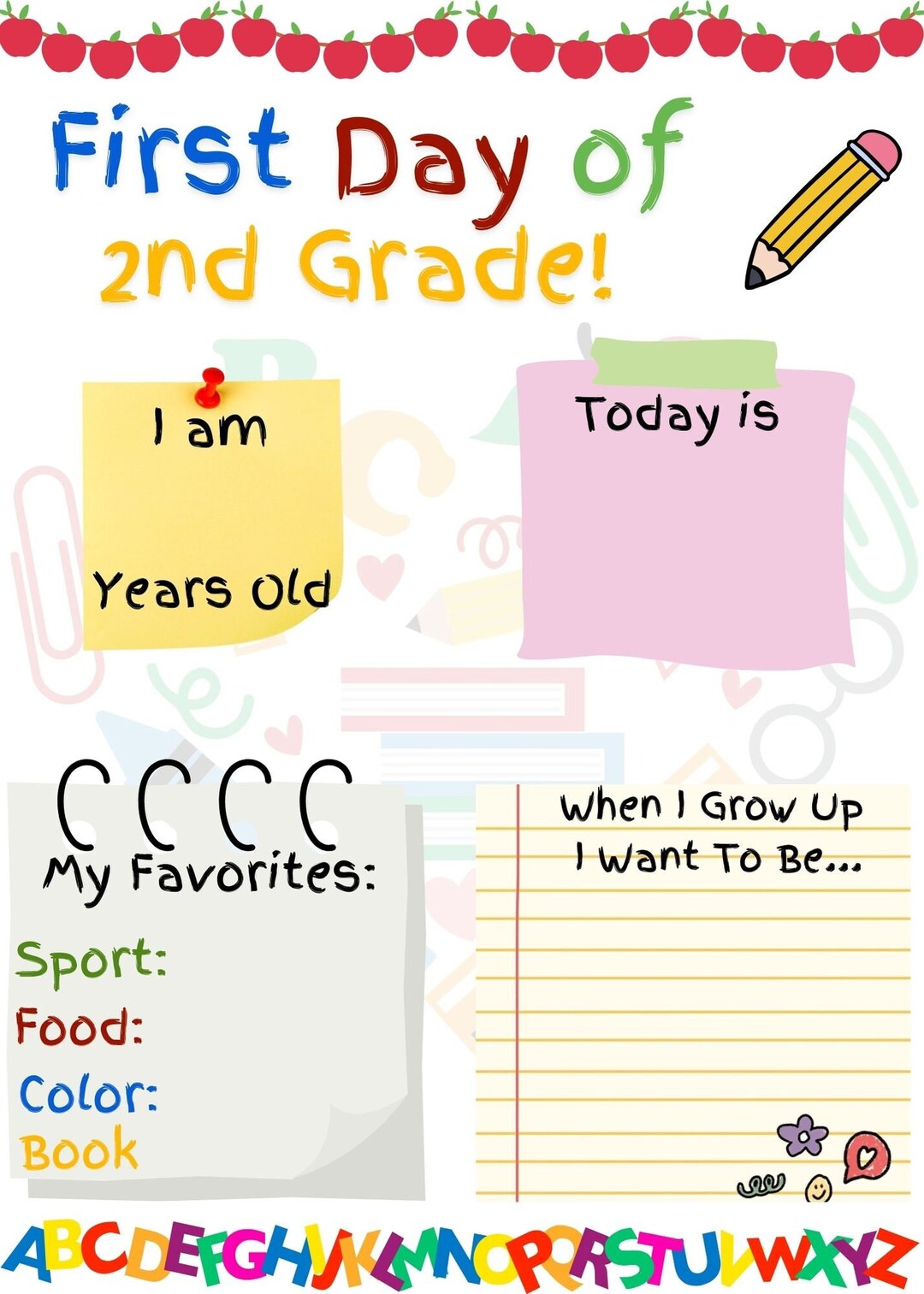 First Day of 2nd Grade Sign Printable Back to School Printable Sign - Etsy