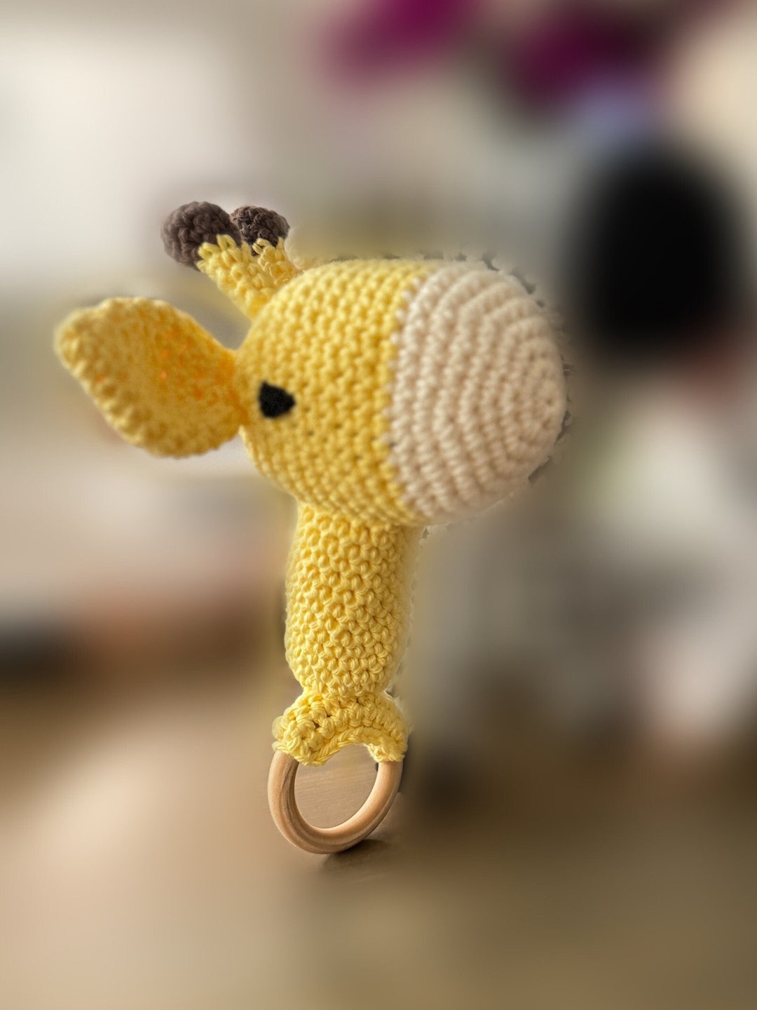 Handmade Crochet Giraffe Baby Rattle: Organic Cotton Toy - Etsy