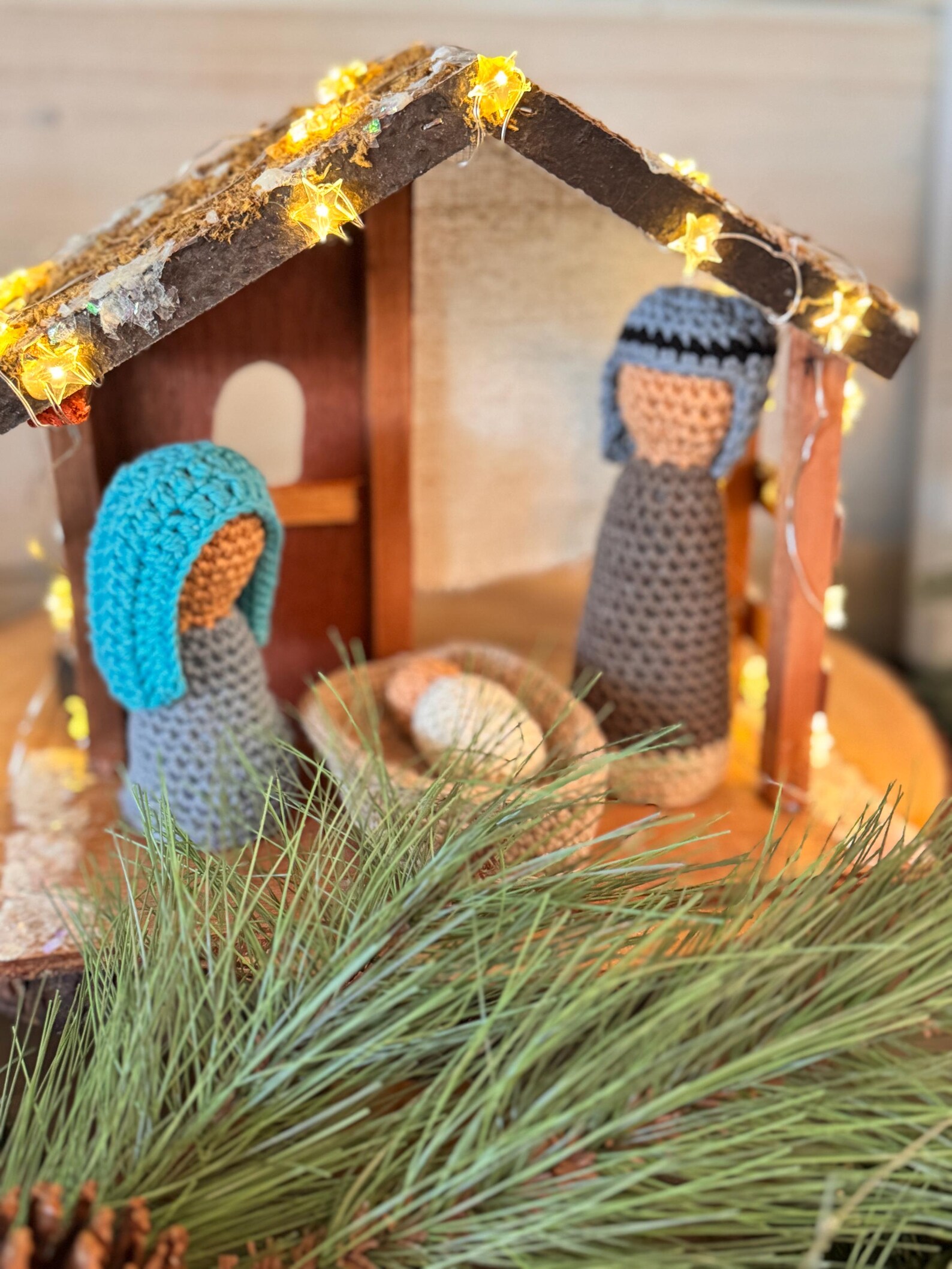 Crocheted Nativity Scene: Handmade Organic Cotton Christmas Decoration ...