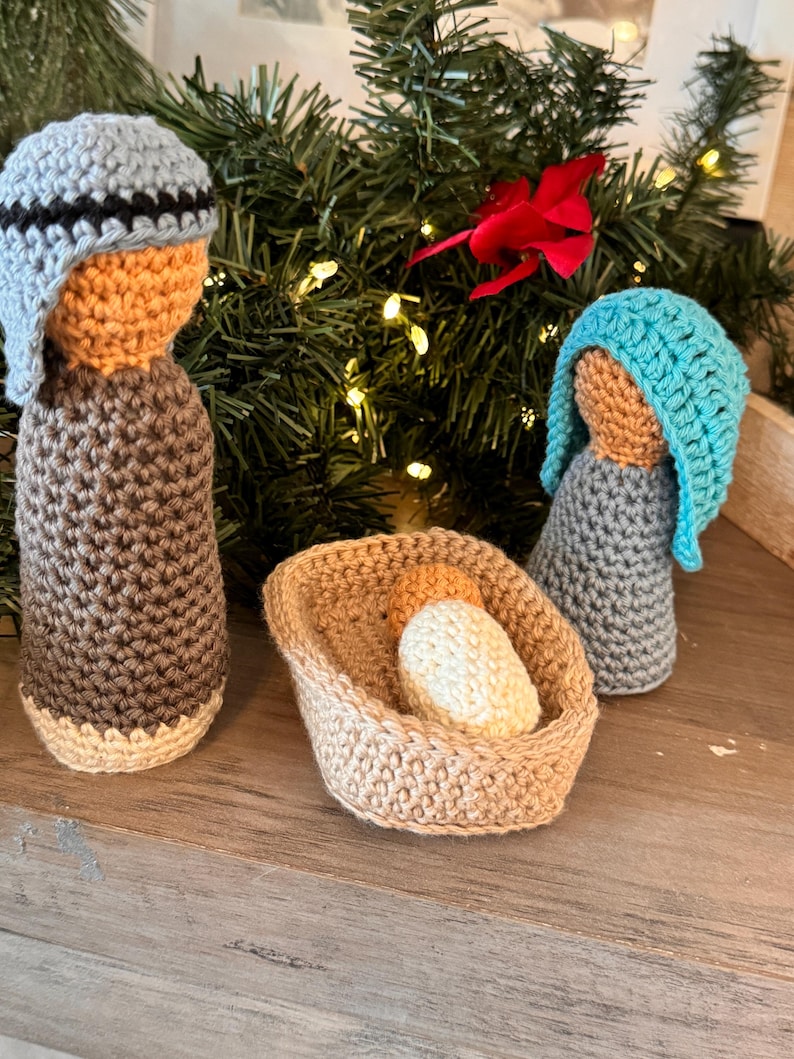 Crocheted Nativity Scene: Handmade Organic Cotton Christmas Decoration ...