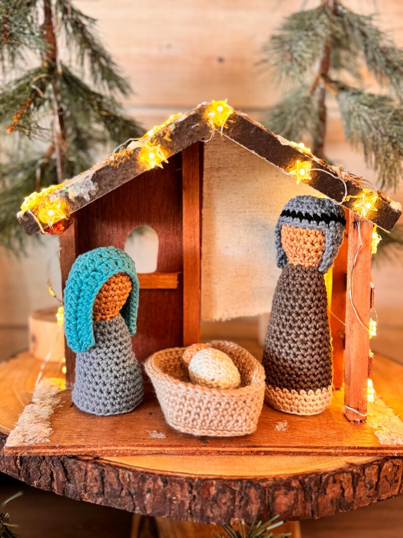 Crocheted Nativity Scene: Handmade Organic Cotton Christmas Decoration ...