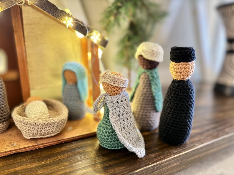 Crocheted Nativity Scene: Includes Shepherds and Wise Men. Handmade ...