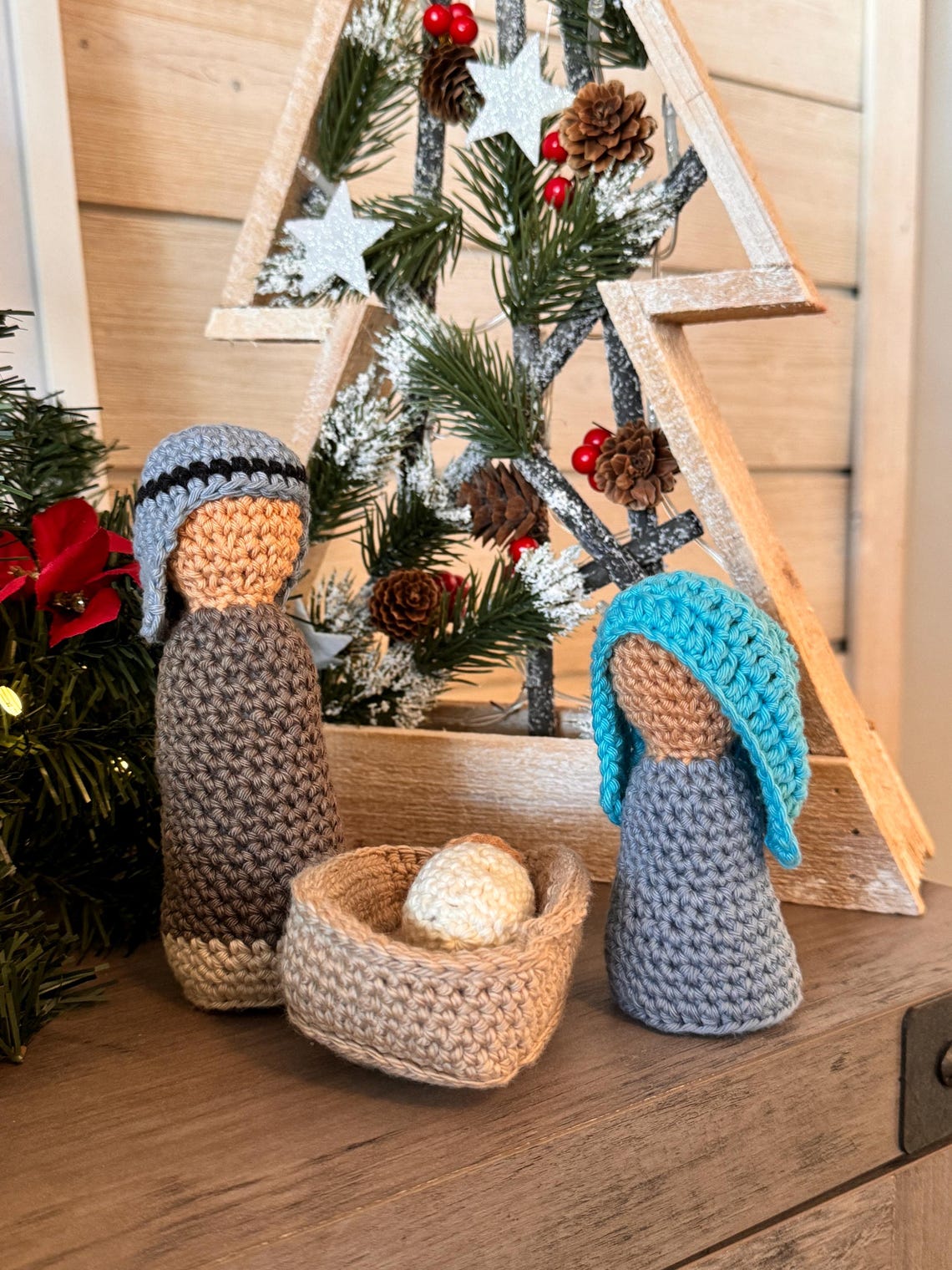 Crocheted Nativity Scene: Handmade Organic Cotton Christmas Decoration ...