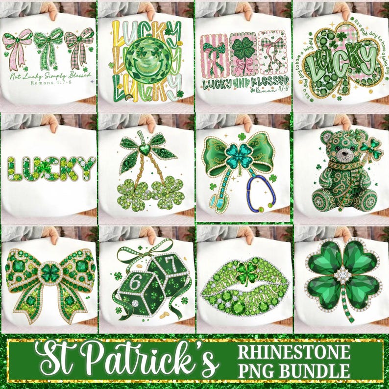 15+ St Patrick's Day Png Bundle Faux Rhinestone Sparkle Bling Crystal ...