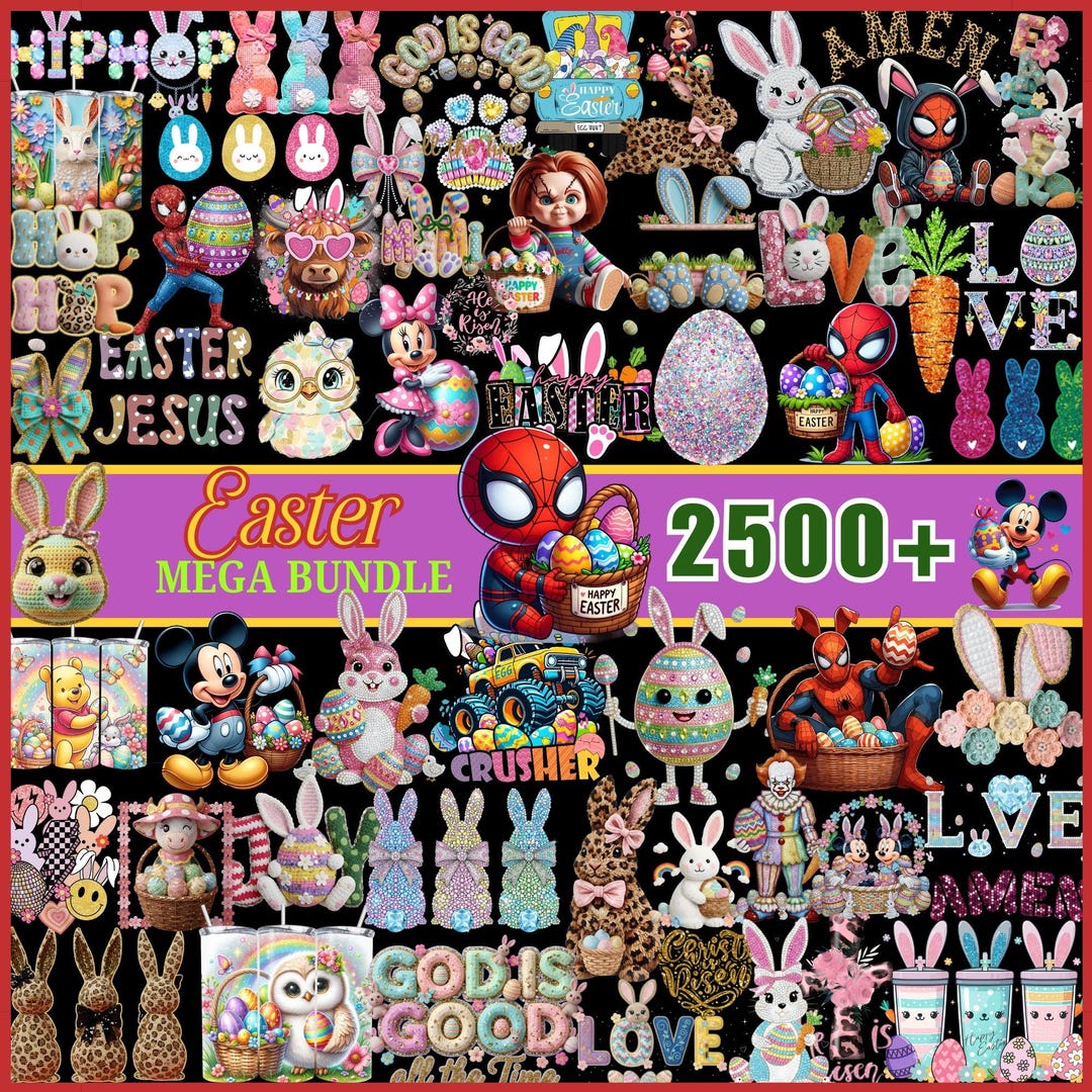 2500+ Easter Mega Bundle, Easter Png Bunde, Cartoon Easter Bundle ...