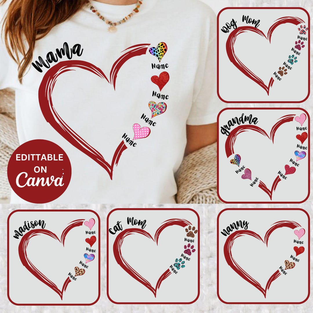 Custom Grandma Heart With Kids Name Png, Customized Heart Png, Mama ...