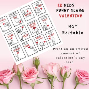 12 Slang Kids Valentine's Day Cards, Funny Printable Classroom ...