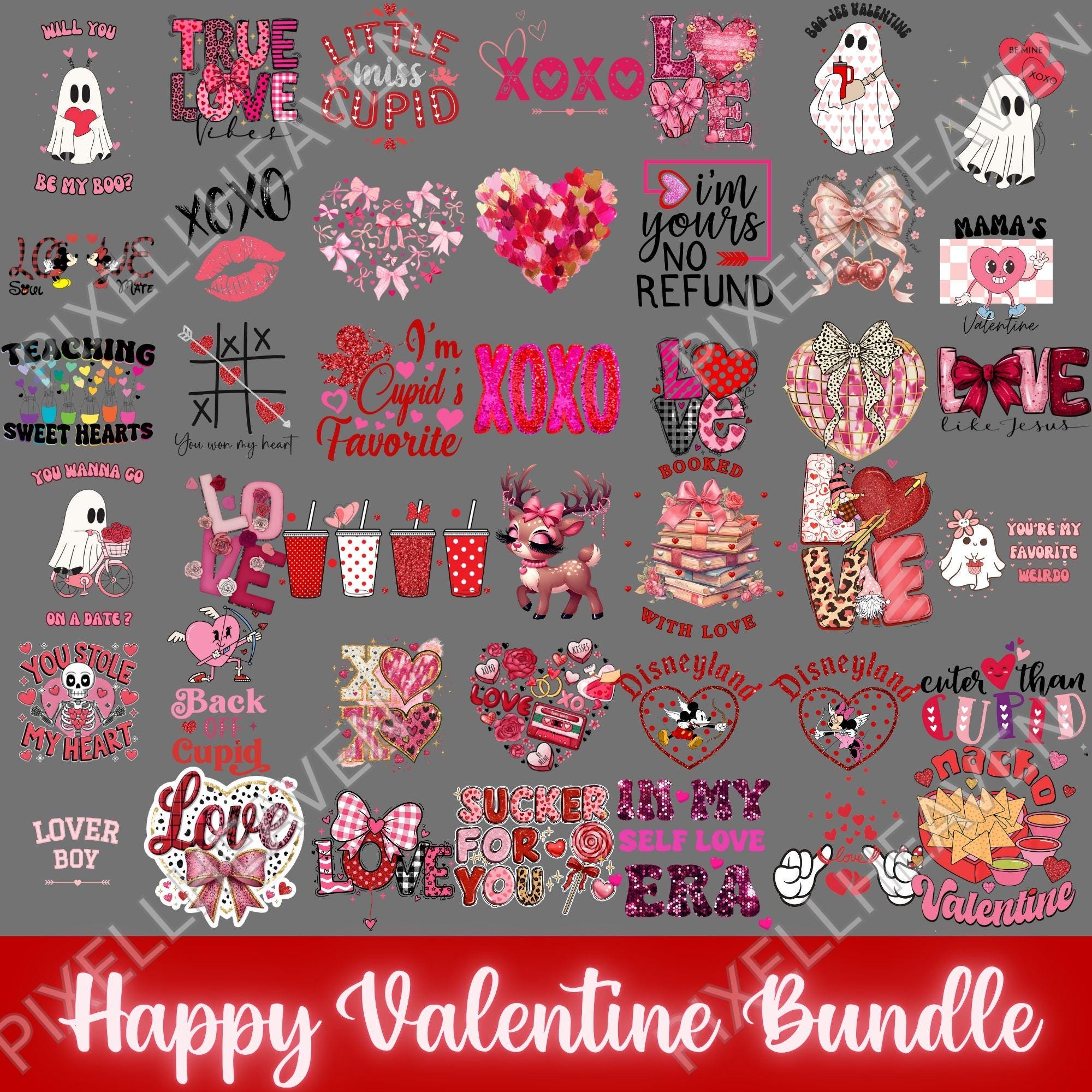 Más de 8500 paquetes de San Valentín Mega Bundle PNG, paquete de San ...