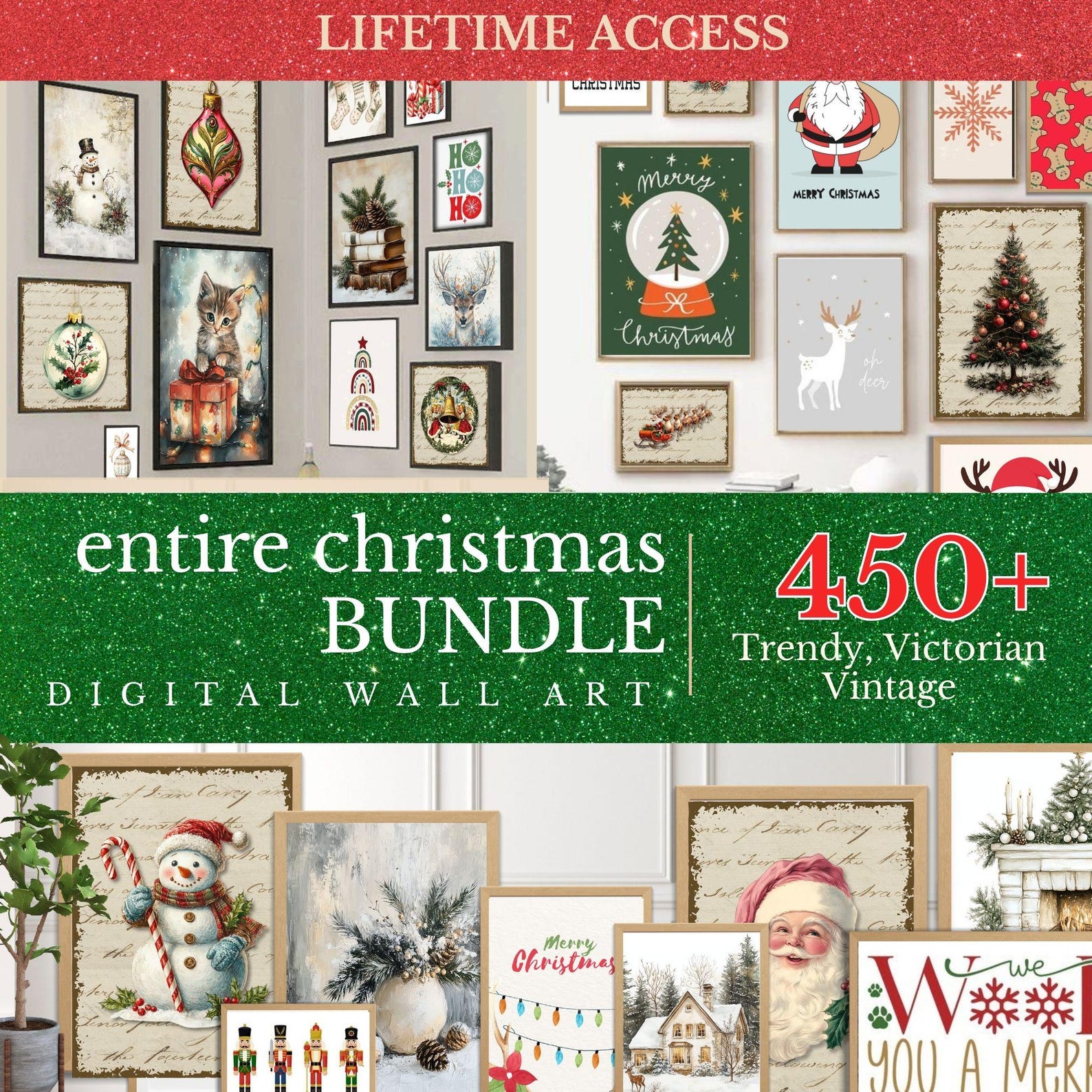 MEGA BUNDLE of Christmas Gallery Wall Art, Christmas Printable Wall Art ...
