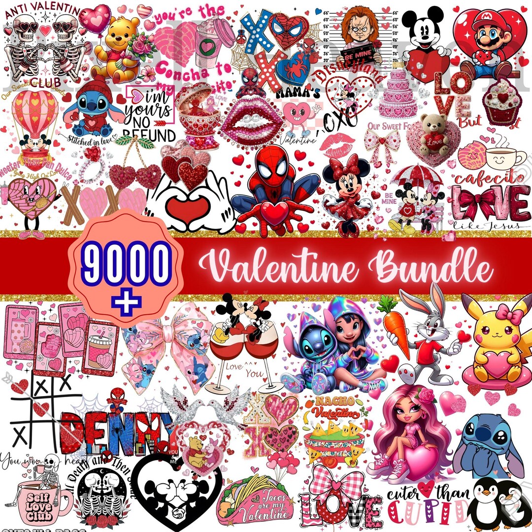 9000+ Valentine Mega Bundle Png Bundle, Retro Valentine Png, Valentines ...
