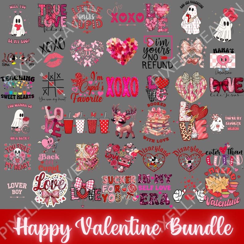Más de 4400 paquetes de San Valentín Mega Bundle PNG, San Valentín ...