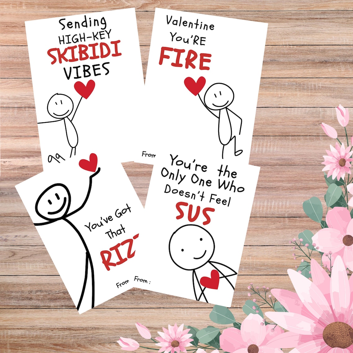 12 Slang Kids Valentine's Day Cards, Funny Printable Classroom ...