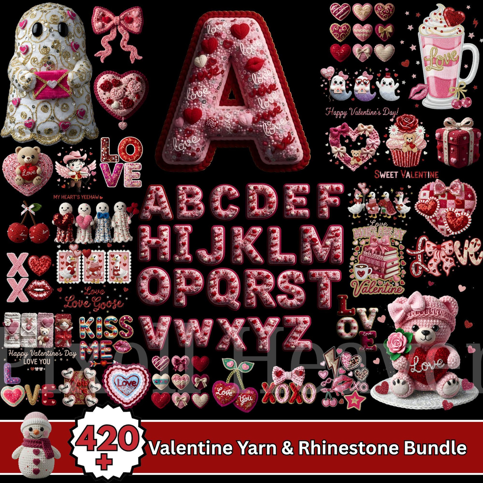 420+ Valentine Faux Yarn PNG Bundle & Rhinestone, Bling Crystal ...