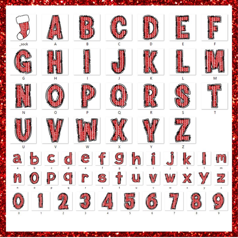 Christmas Alphabet PNG Christmas Letters Numbers Clipart Santa Alphabet ...