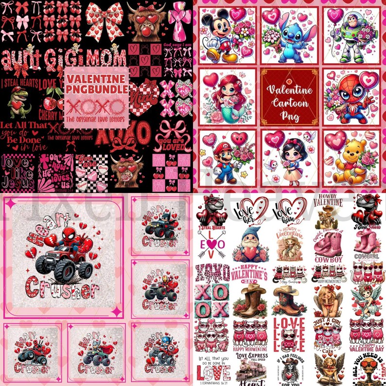 Más de 8500 paquetes de San Valentín Mega Bundle PNG, paquete de San ...