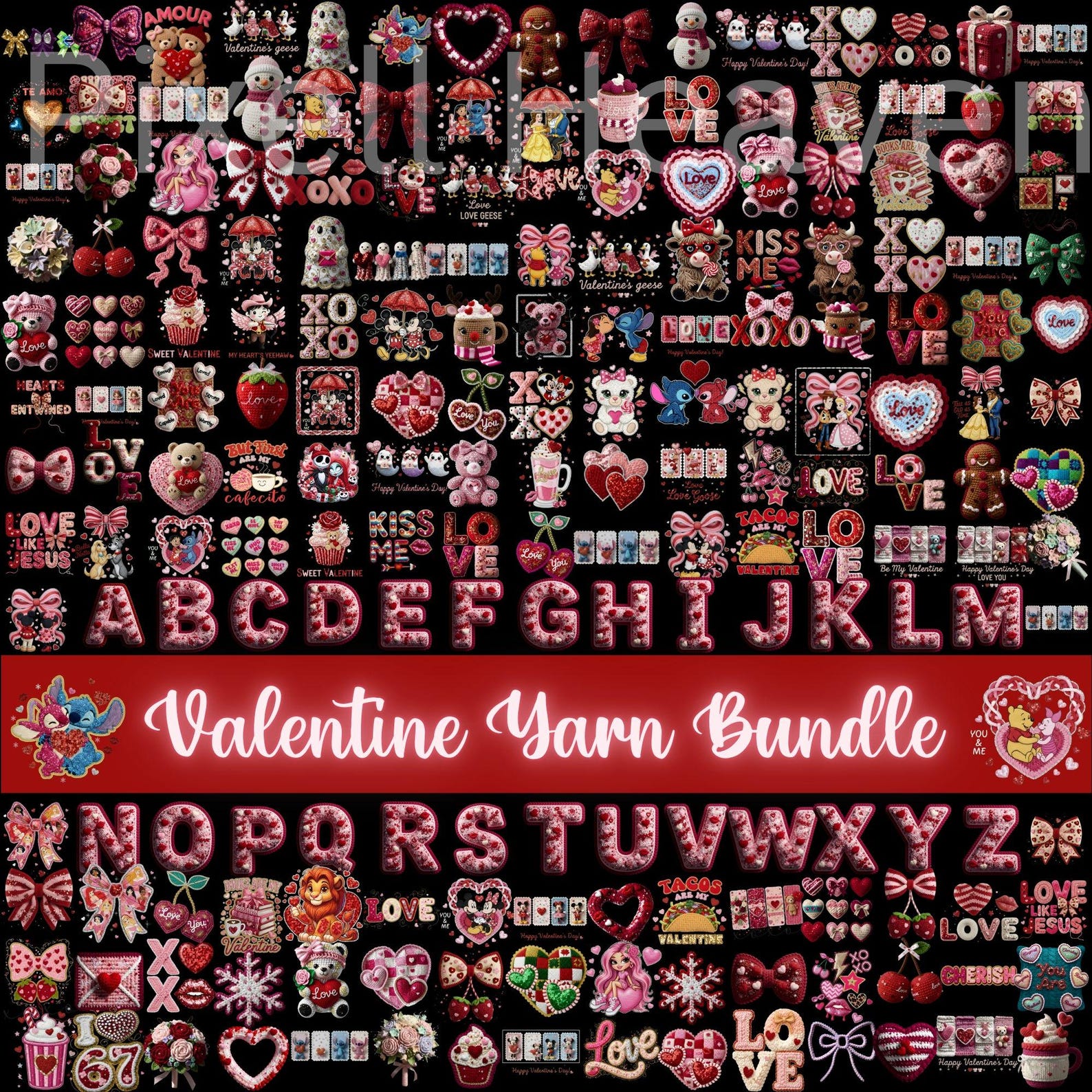 420+ Valentine Faux Yarn PNG Bundle & Rhinestone, Bling Crystal ...
