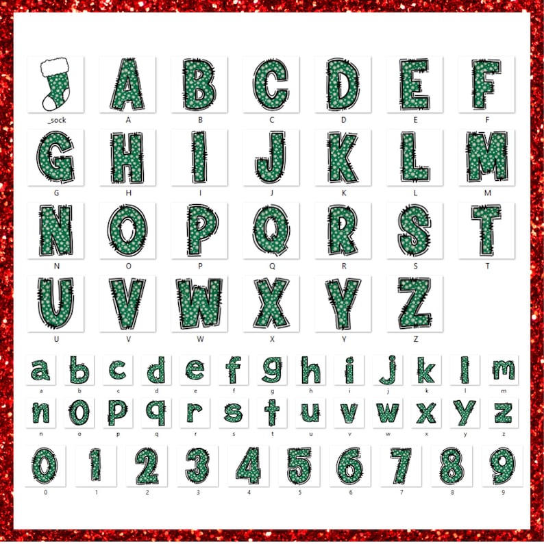 Christmas Alphabet PNG Christmas Letters Numbers Clipart Santa Alphabet ...