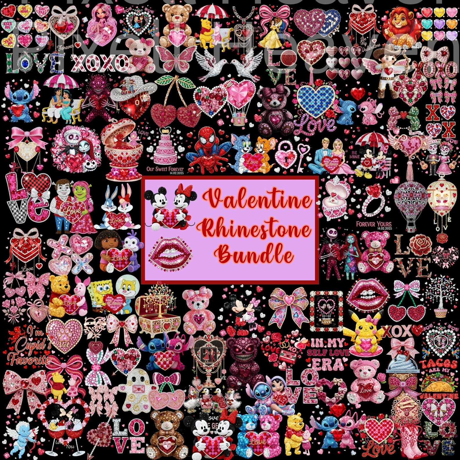 420+ Valentine Faux Yarn PNG Bundle & Rhinestone, Bling Crystal ...