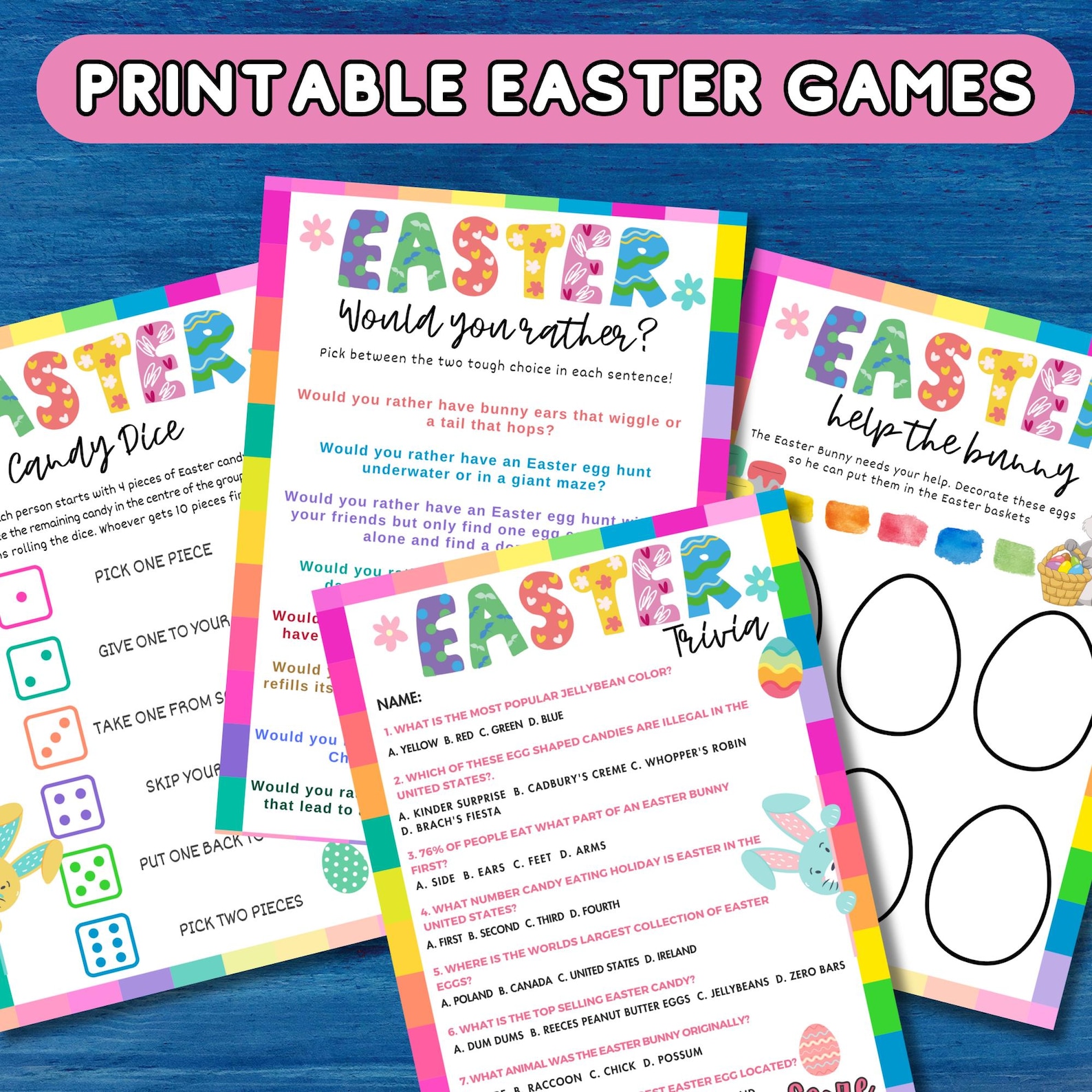 Easter Games Bundle, Easter Colouring Bundle, Games for Adults, Easter ...