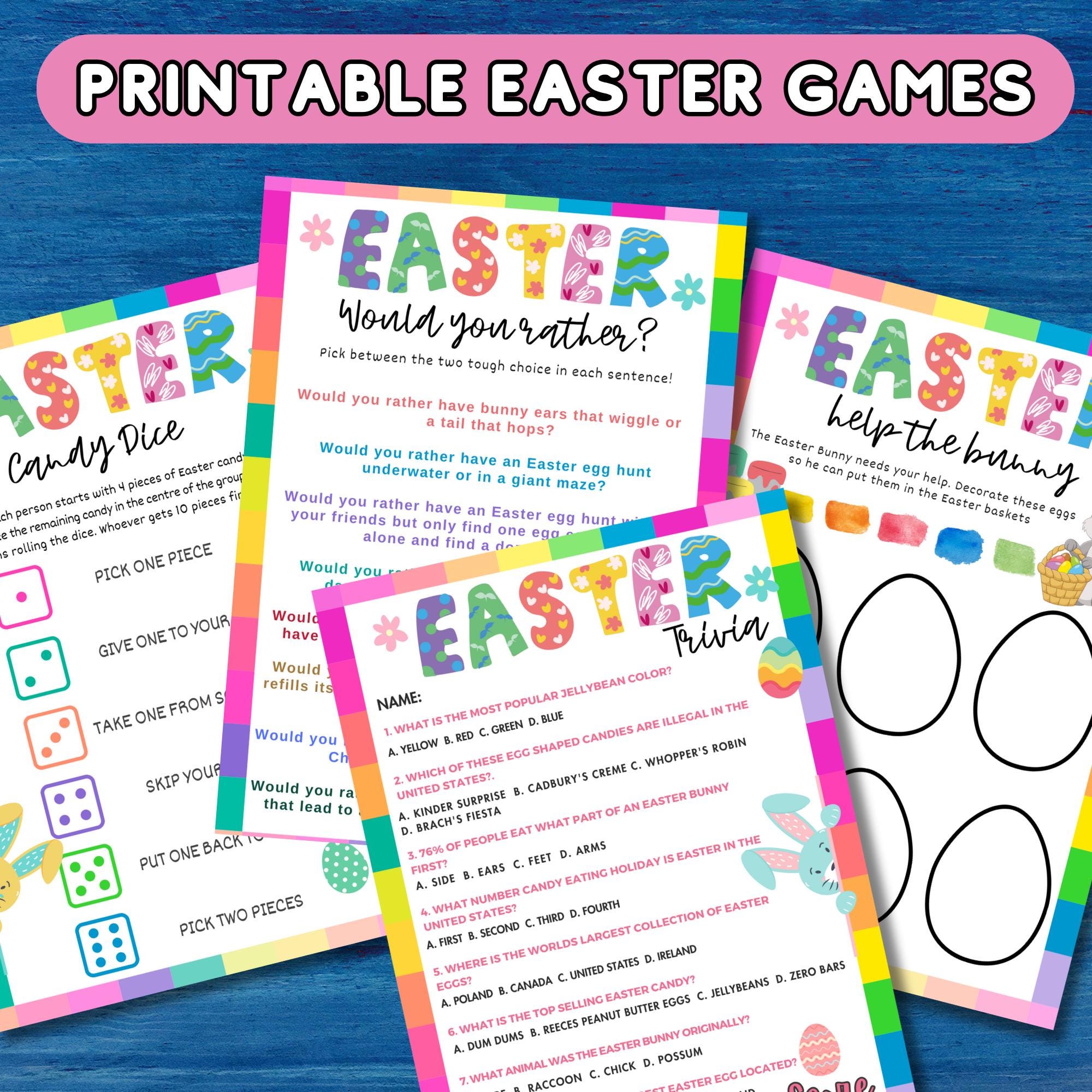 Easter Games Bundle, Easter Colouring Bundle, Games for Adults, Easter ...