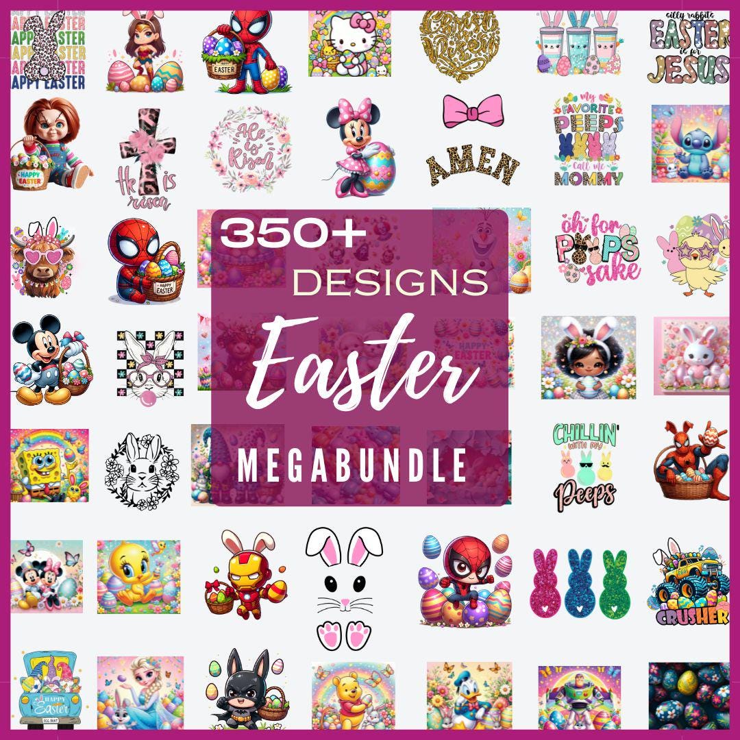 350+ Easter Mega Bundle, Easter Png Bunde, Cartoon Easter Bundle, Bunny ...