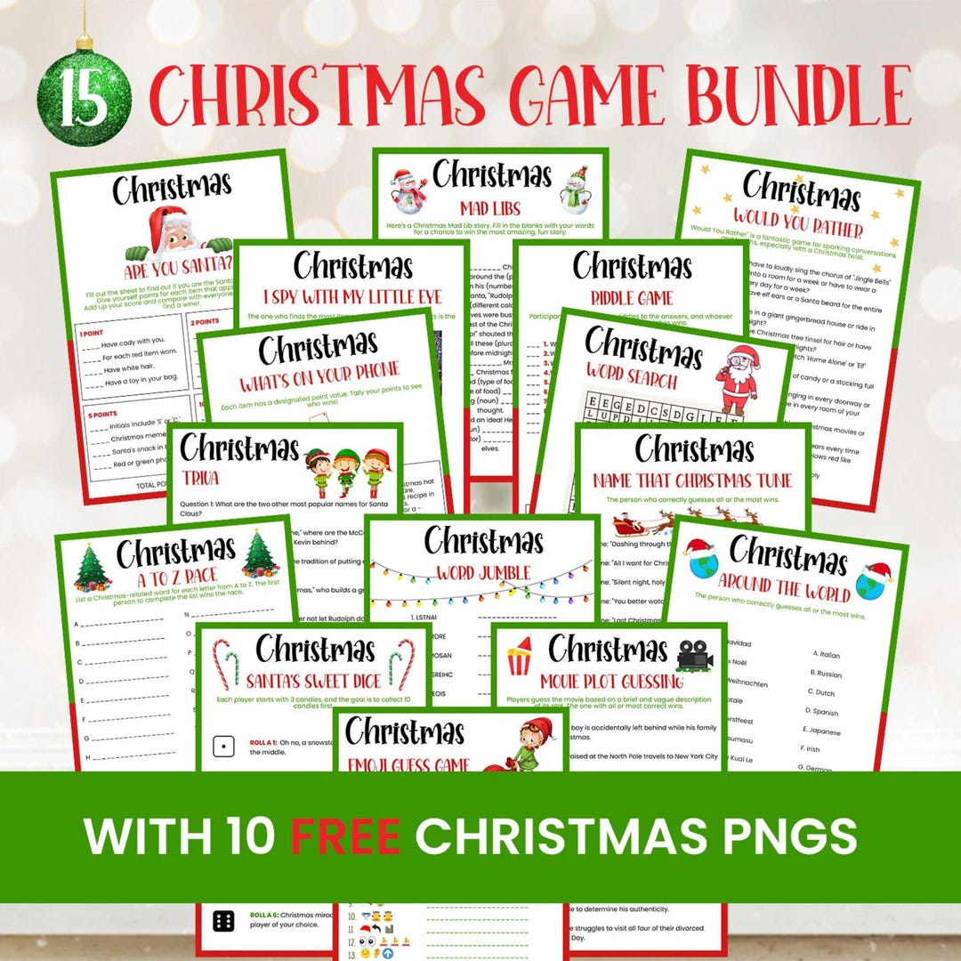 15 Christmas Games Bundle, Christmas Party Games, Printable Christmas ...