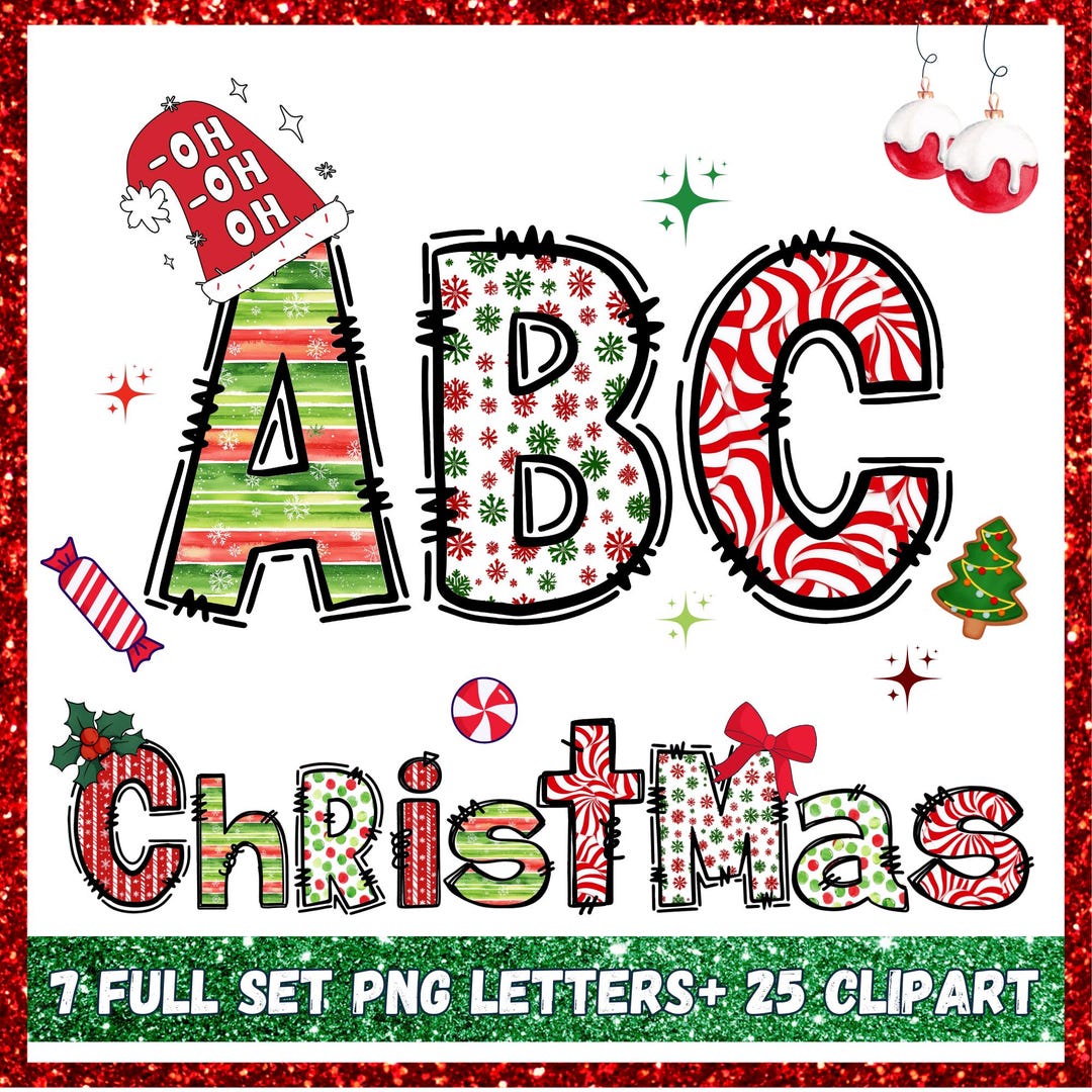 Christmas Alphabet PNG Christmas Letters Numbers Clipart Santa Alphabet ...